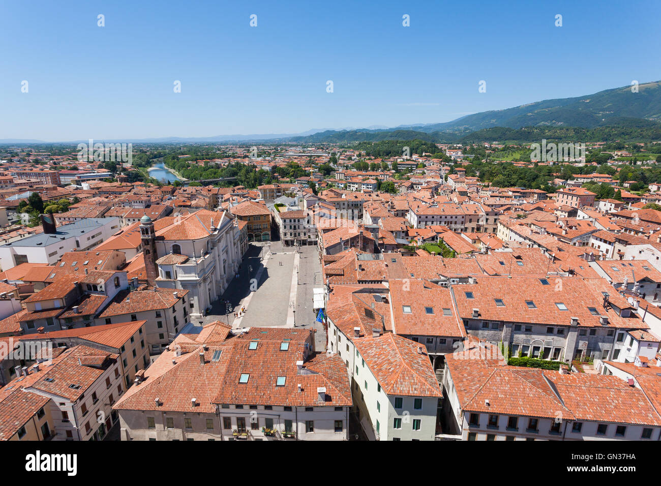 Cityscape from "Bassano del Grappa", Top view. Medieval town panorama ...
