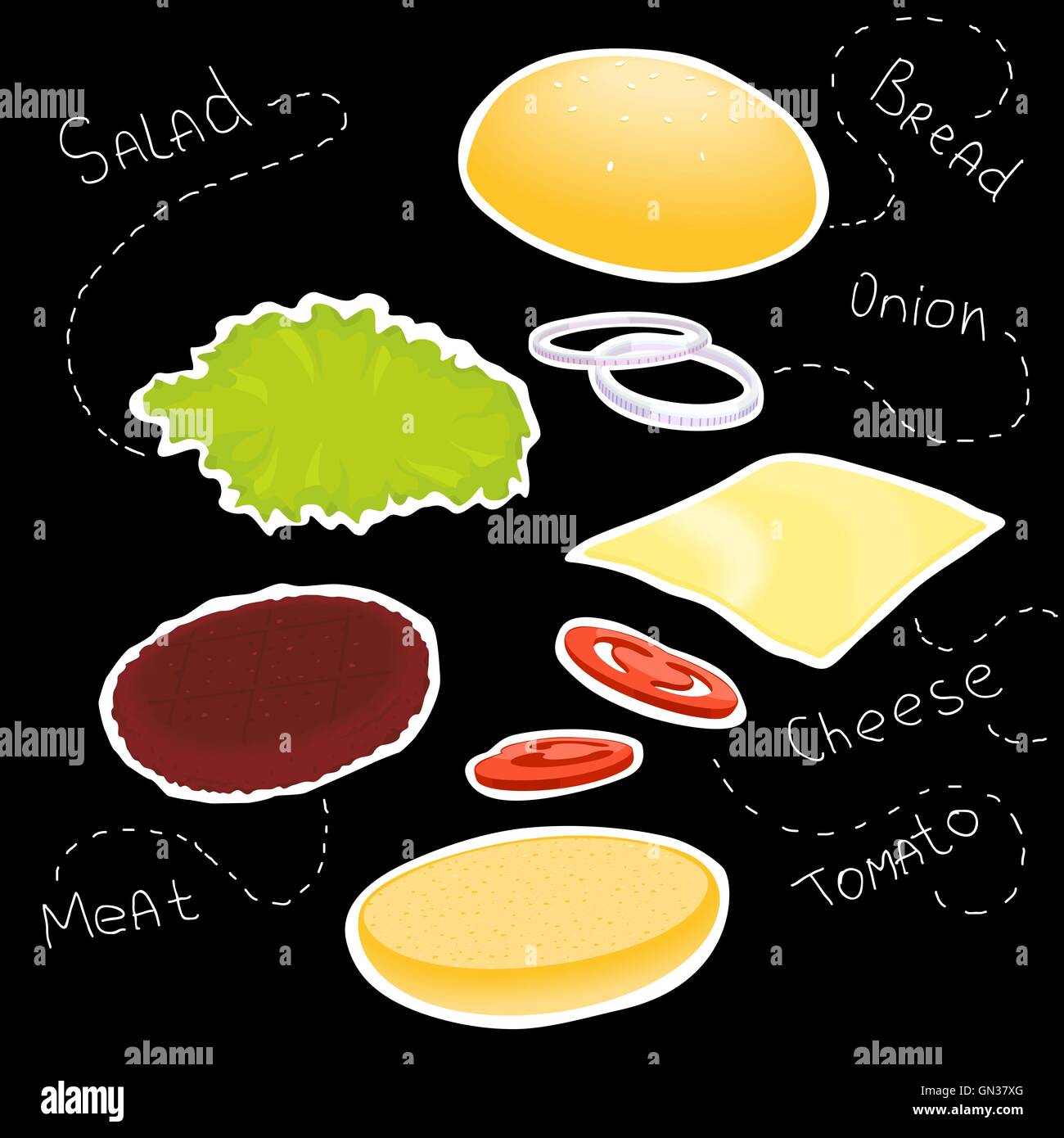 The Recipe Hamburger Stock Vector Image & Art - Alamy