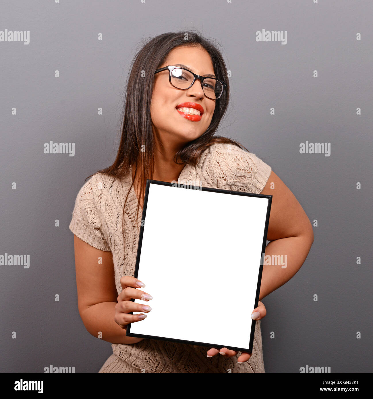 One woman hold photo frame hi-res stock photography and images - Alamy