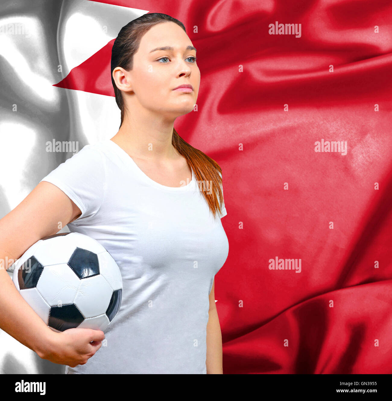 Proud woman football fan of Bahrain Stock Photo - Alamy