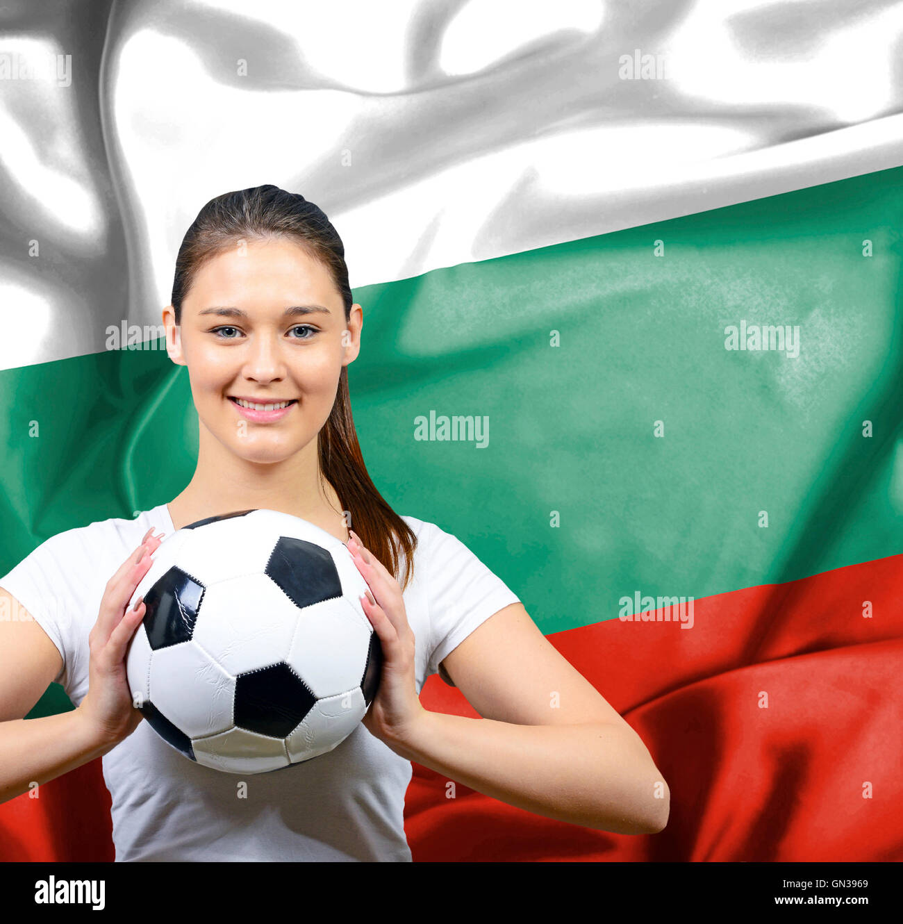 Proud woman football fan of Bulgaria Stock Photo - Alamy