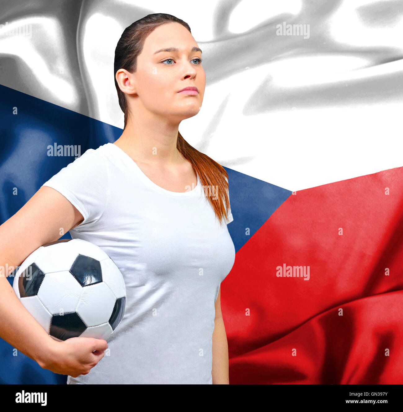 Proud woman football fan of Czech Republic Stock Photo - Alamy
