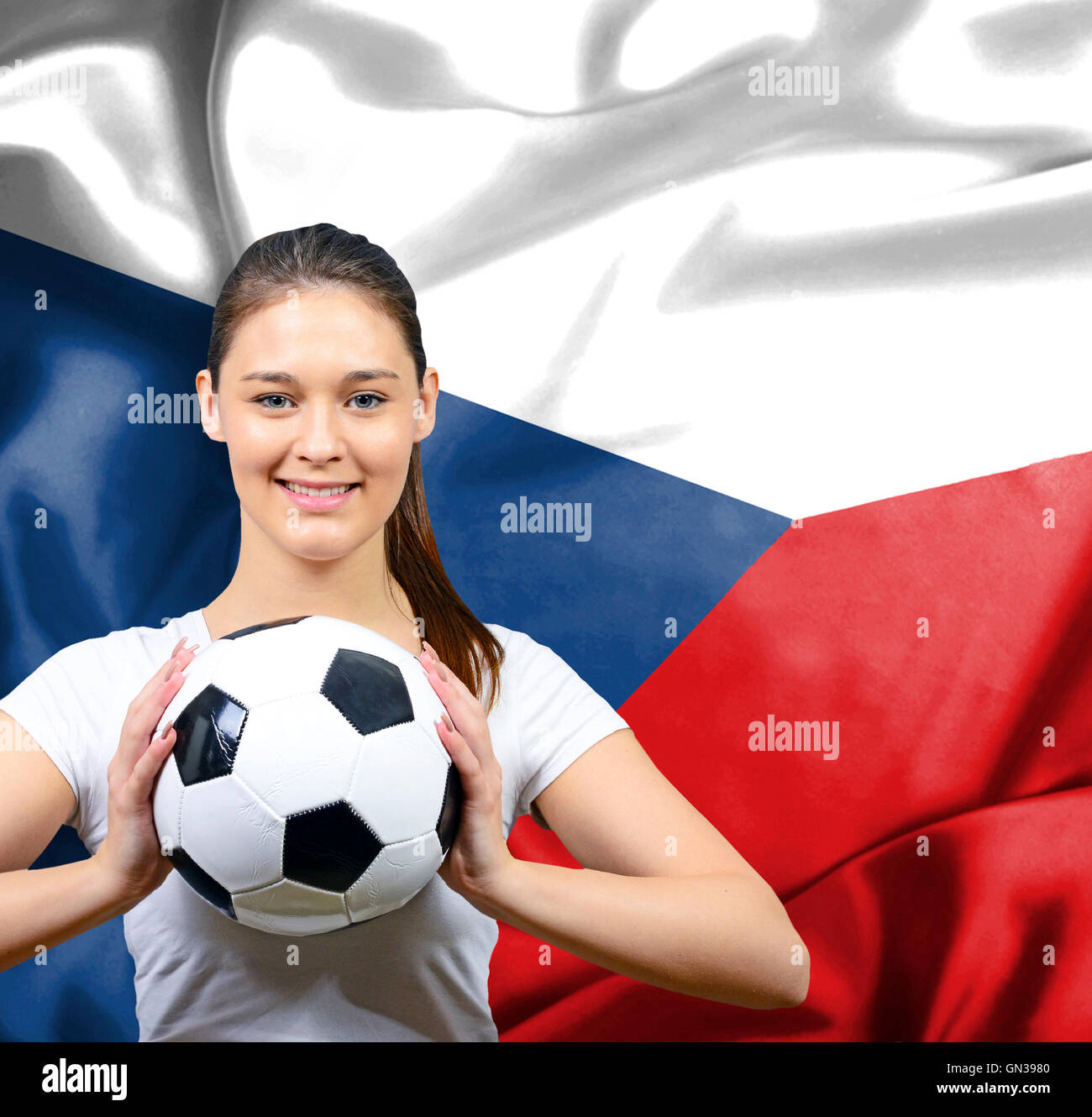 Proud woman football fan of Czech Republic Stock Photo - Alamy