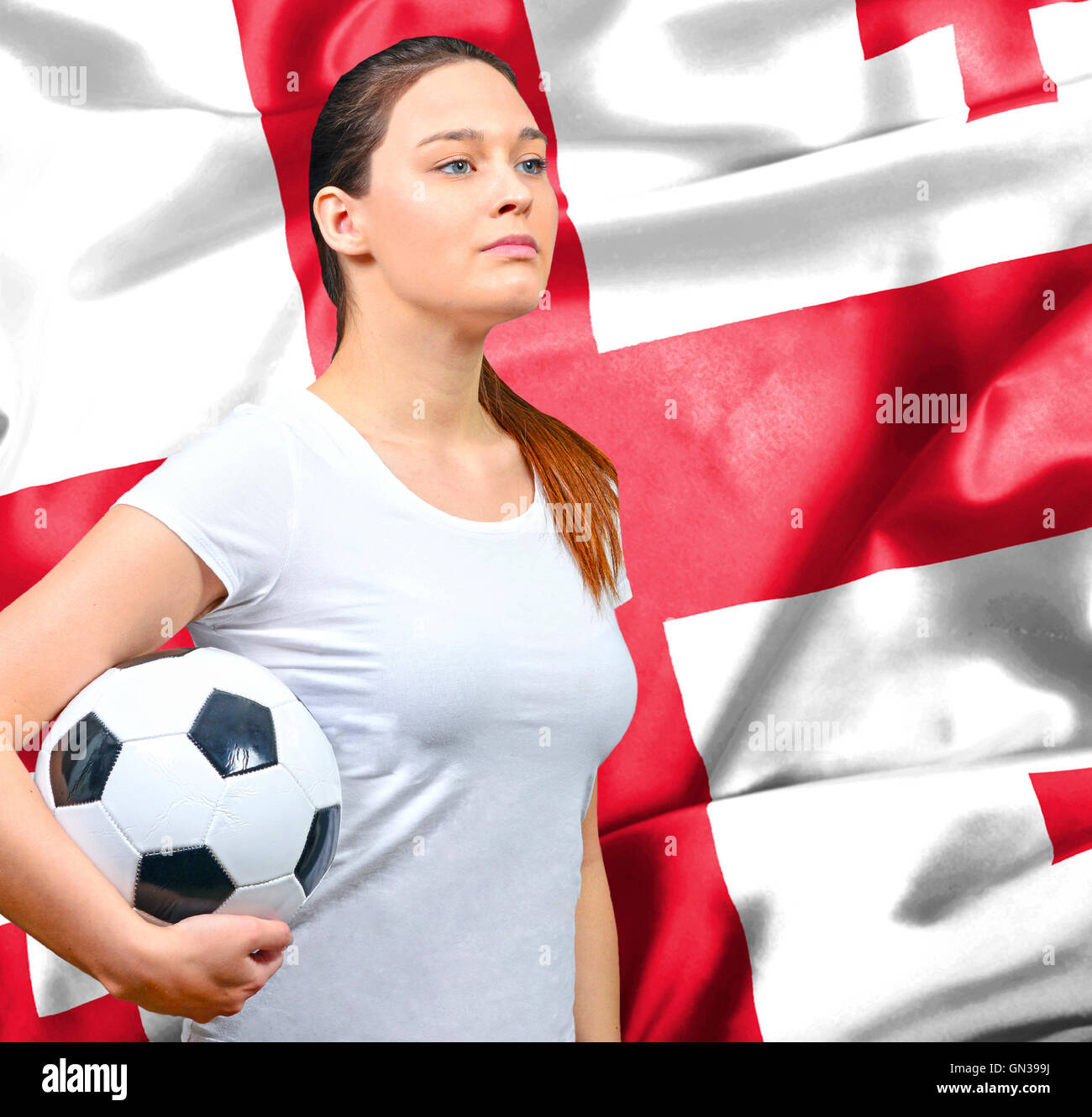 Proud woman football fan of Georgia Stock Photo - Alamy