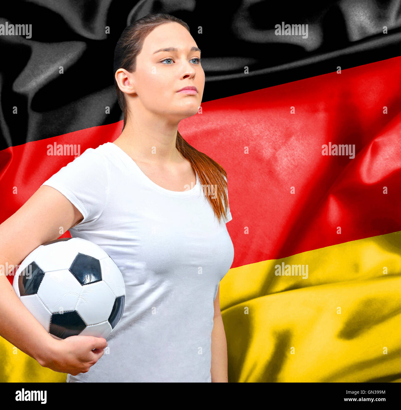 Proud woman football fan of Germany Stock Photo - Alamy