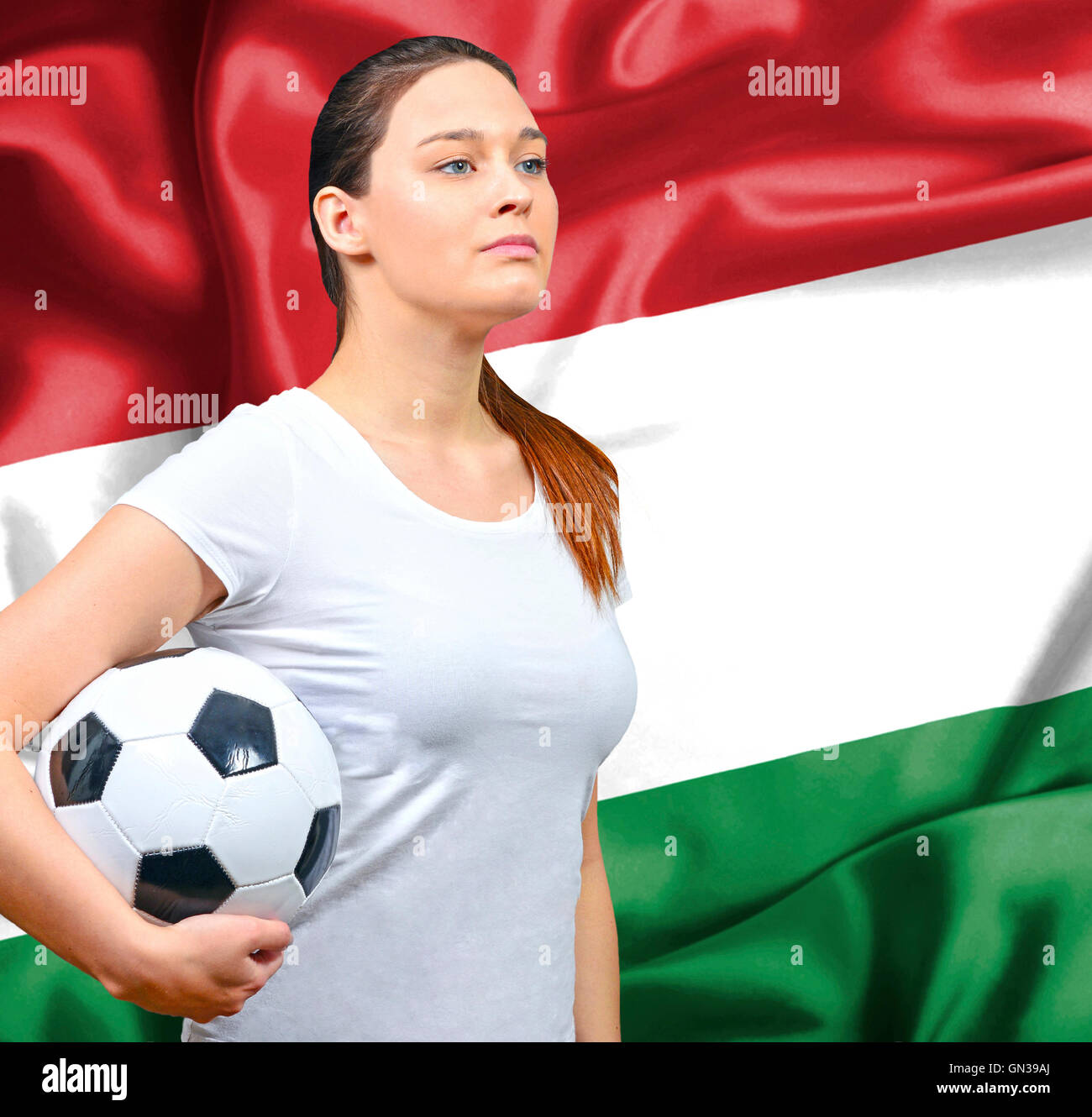 Proud woman football fan of Hungary Stock Photo - Alamy