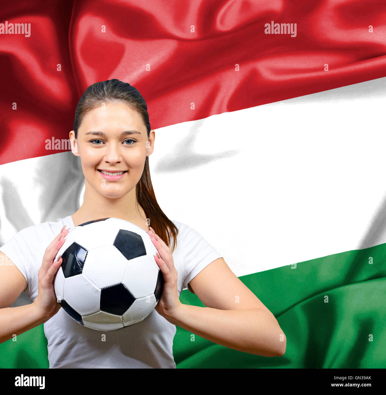 Proud woman football fan of Hungary Stock Photo - Alamy