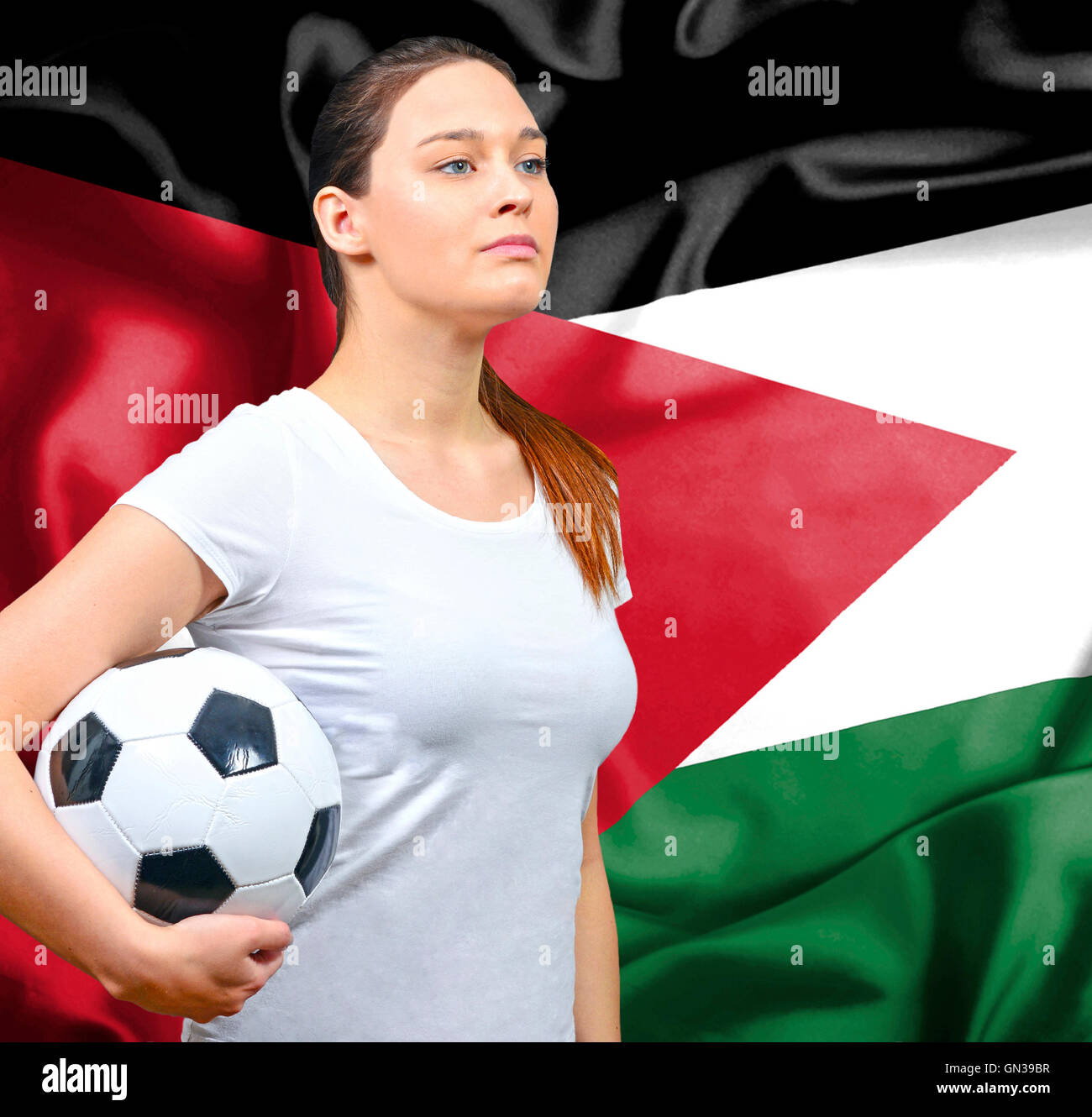 Proud woman football fan of Jordan Stock Photo - Alamy