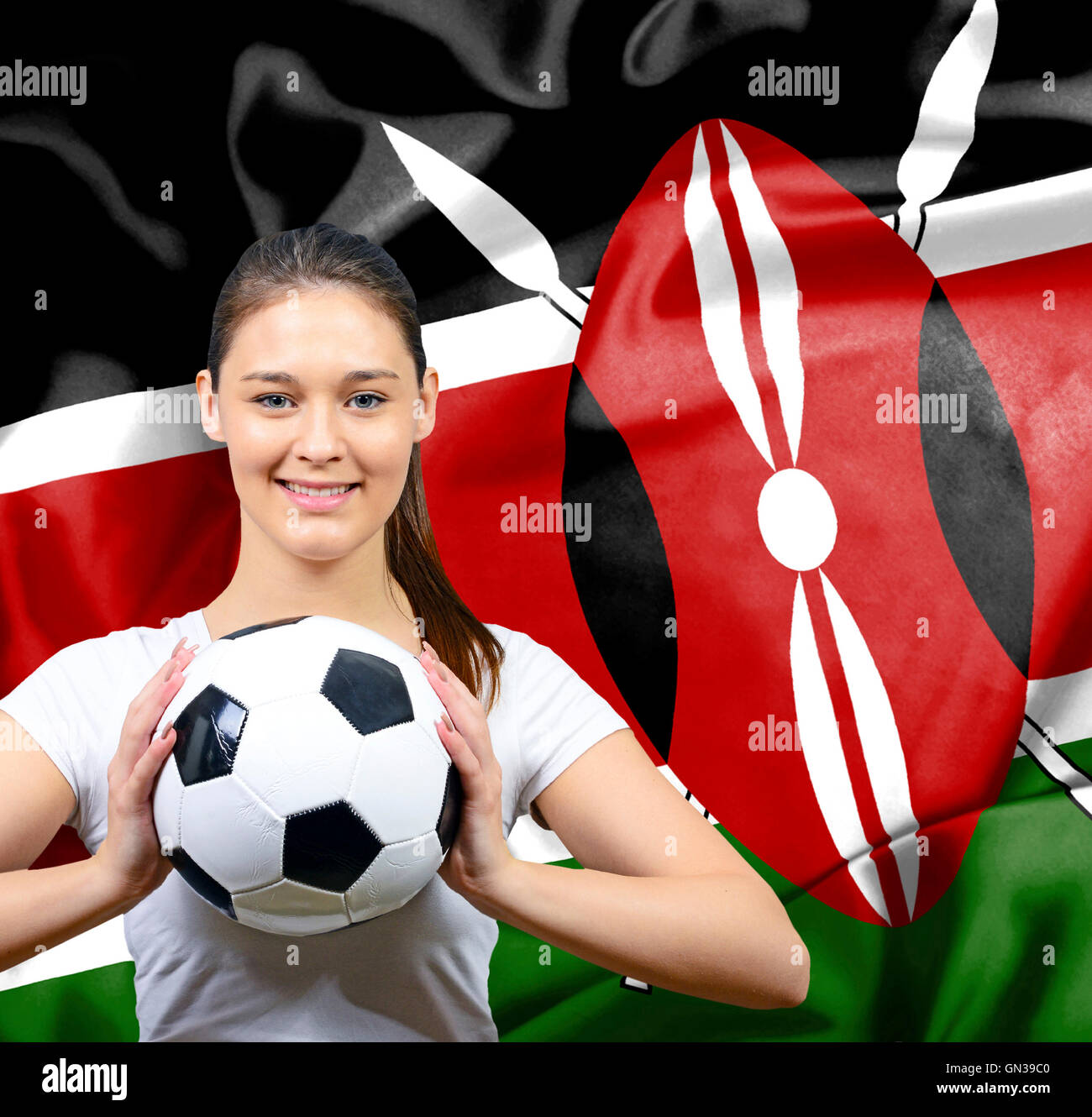 Proud woman football fan of Kenya Stock Photo - Alamy
