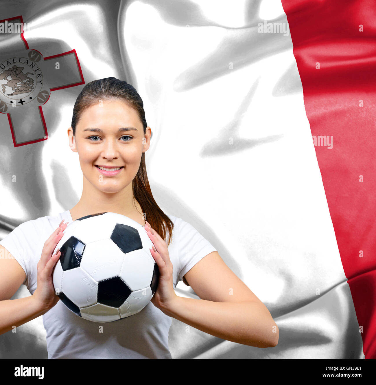 Proud woman football fan of Malta Stock Photo - Alamy