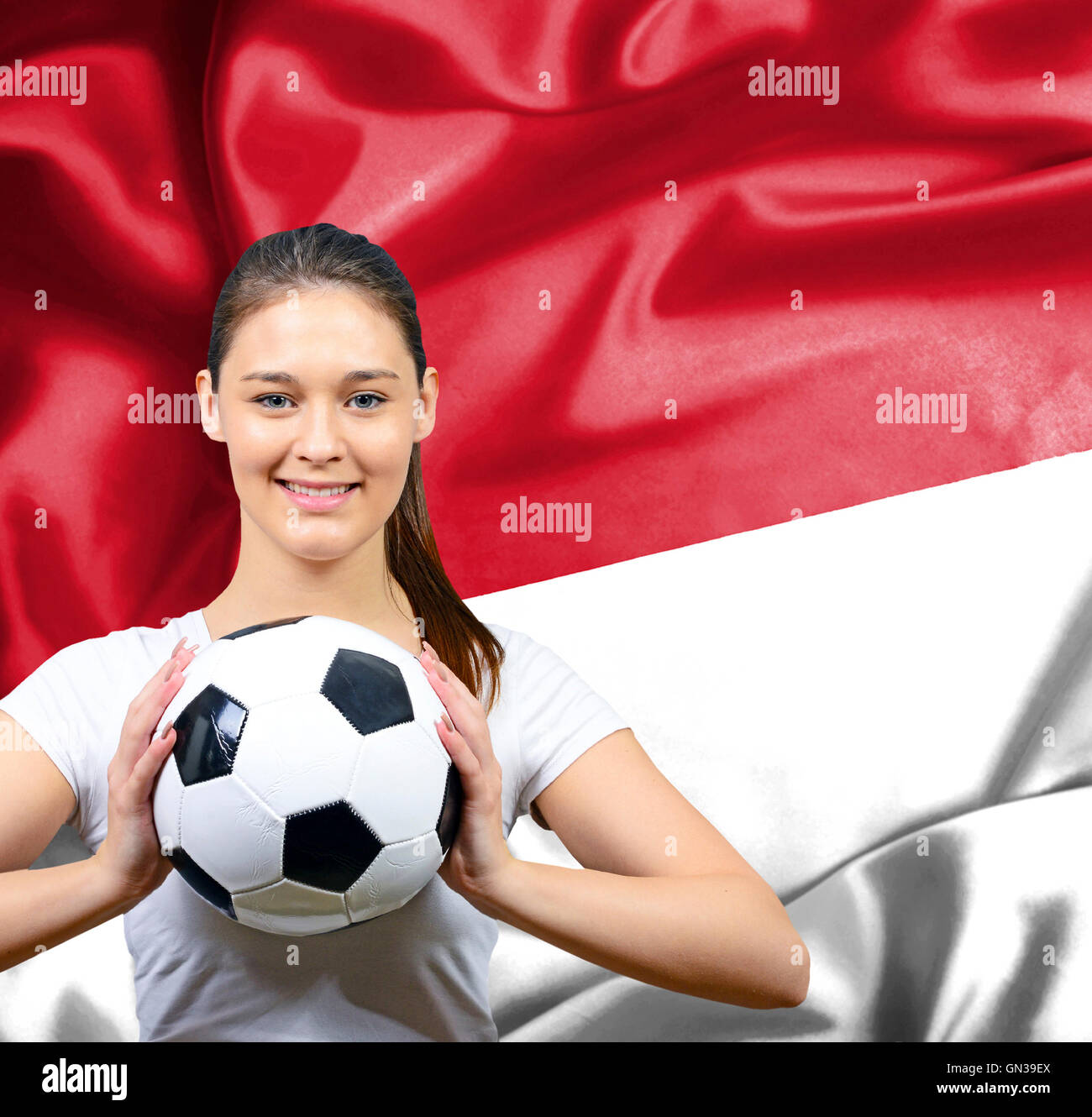 Proud woman football fan of Monaco Stock Photo - Alamy