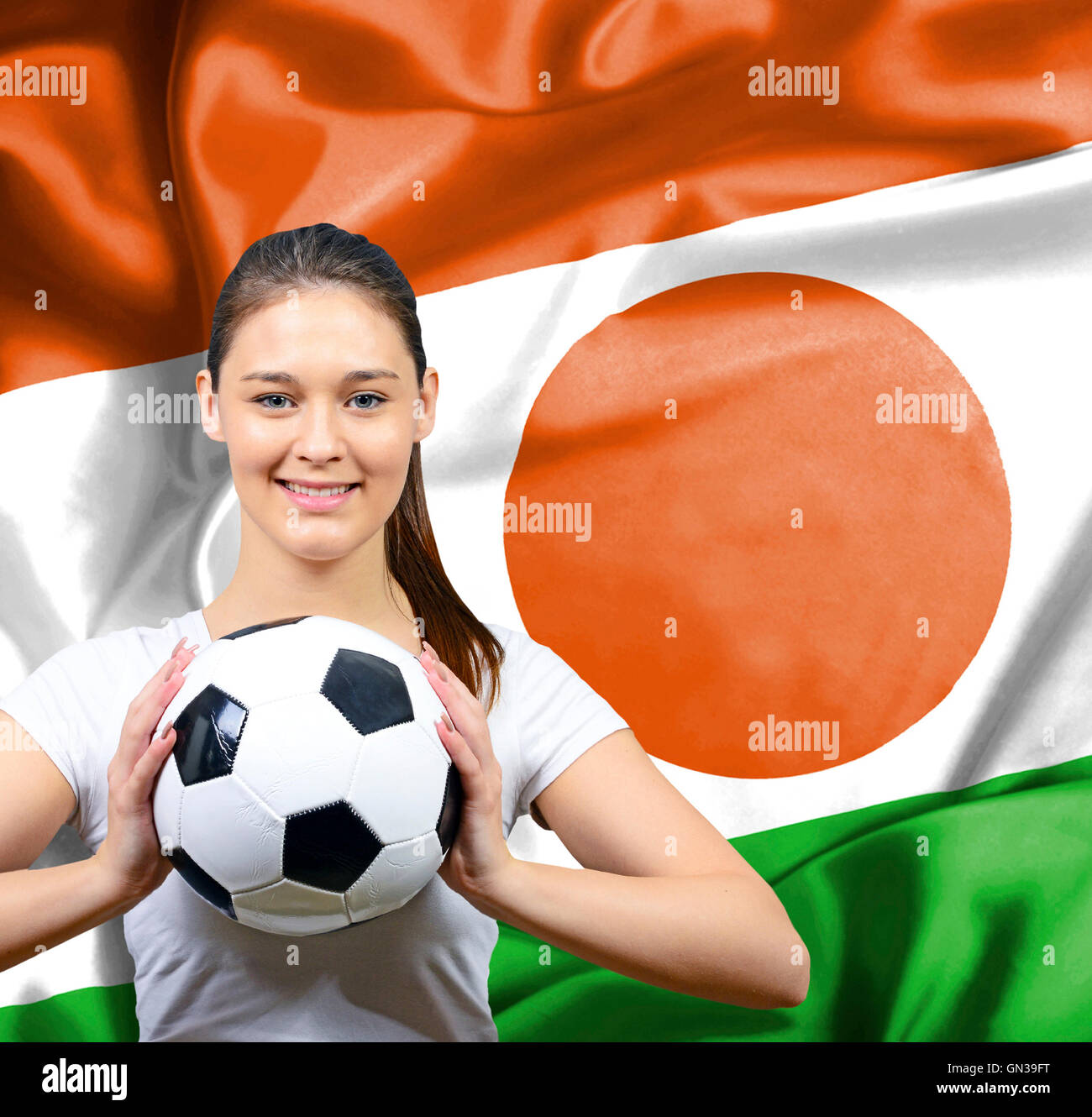 Proud woman football fan of Niger Stock Photo - Alamy