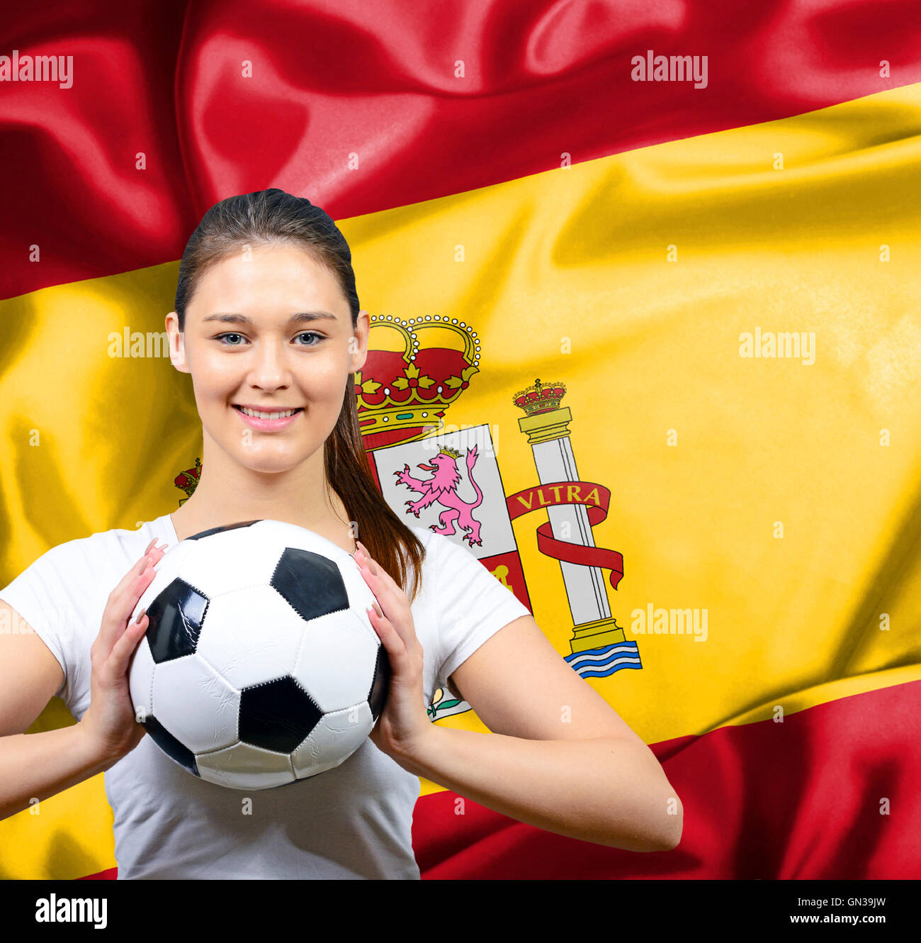 Proud woman football fan of Spain Stock Photo - Alamy