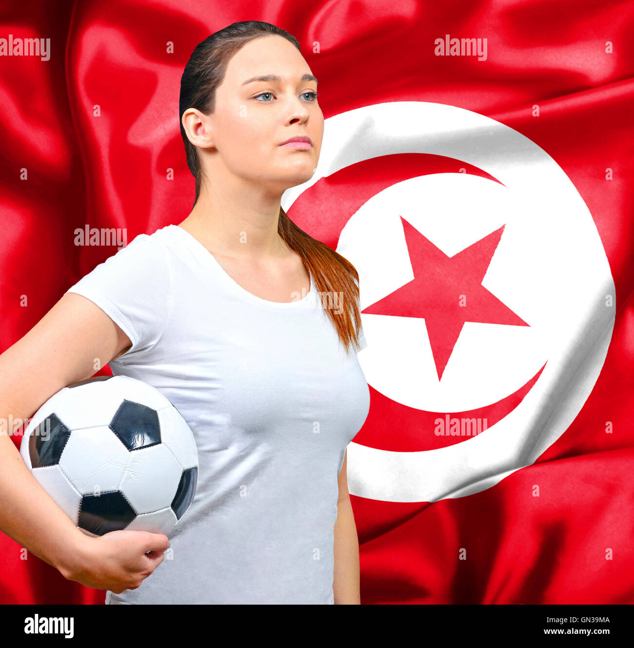 Proud woman football fan of Tunisia Stock Photo - Alamy