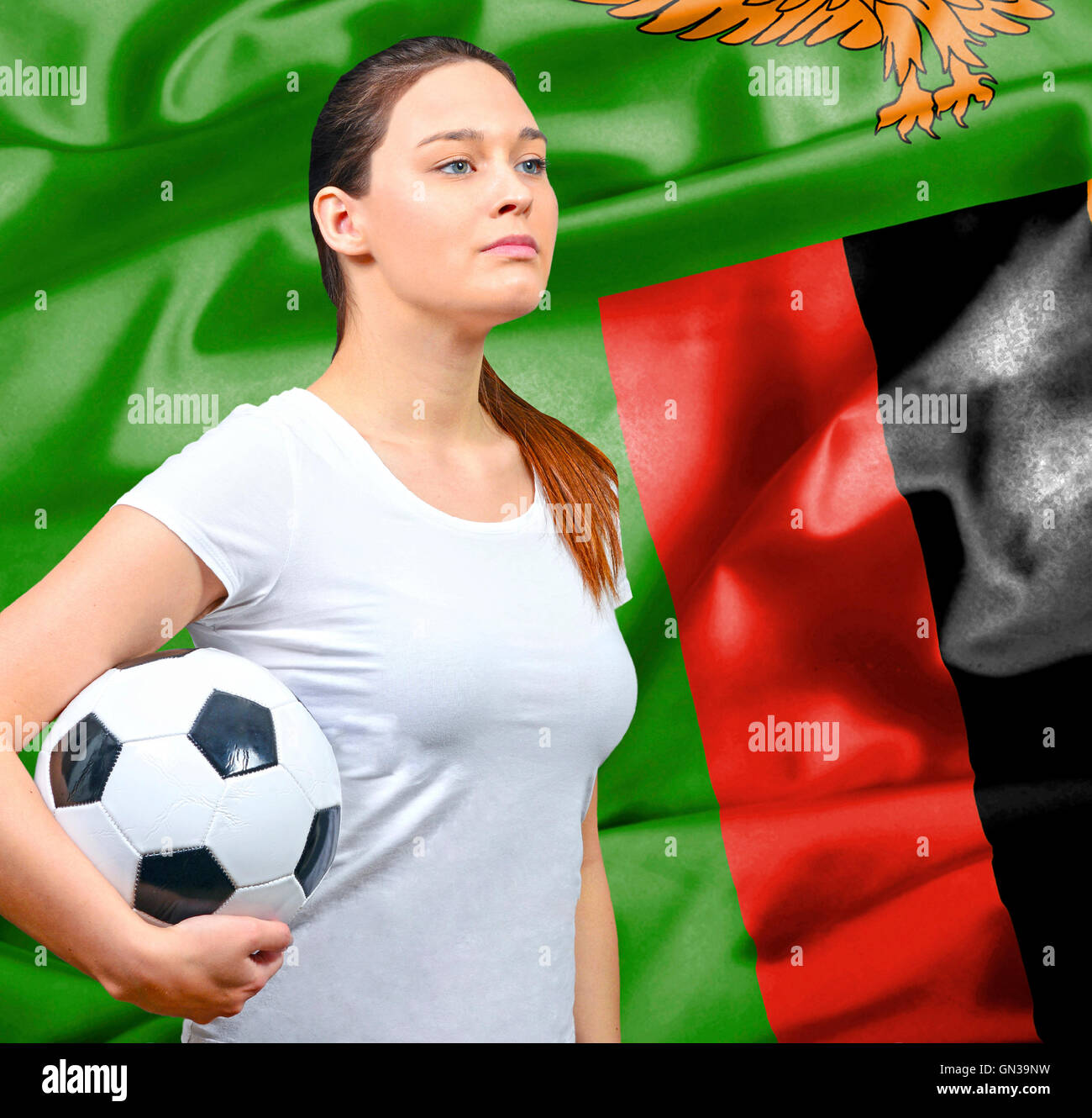Proud woman football fan of Zambia Stock Photo - Alamy