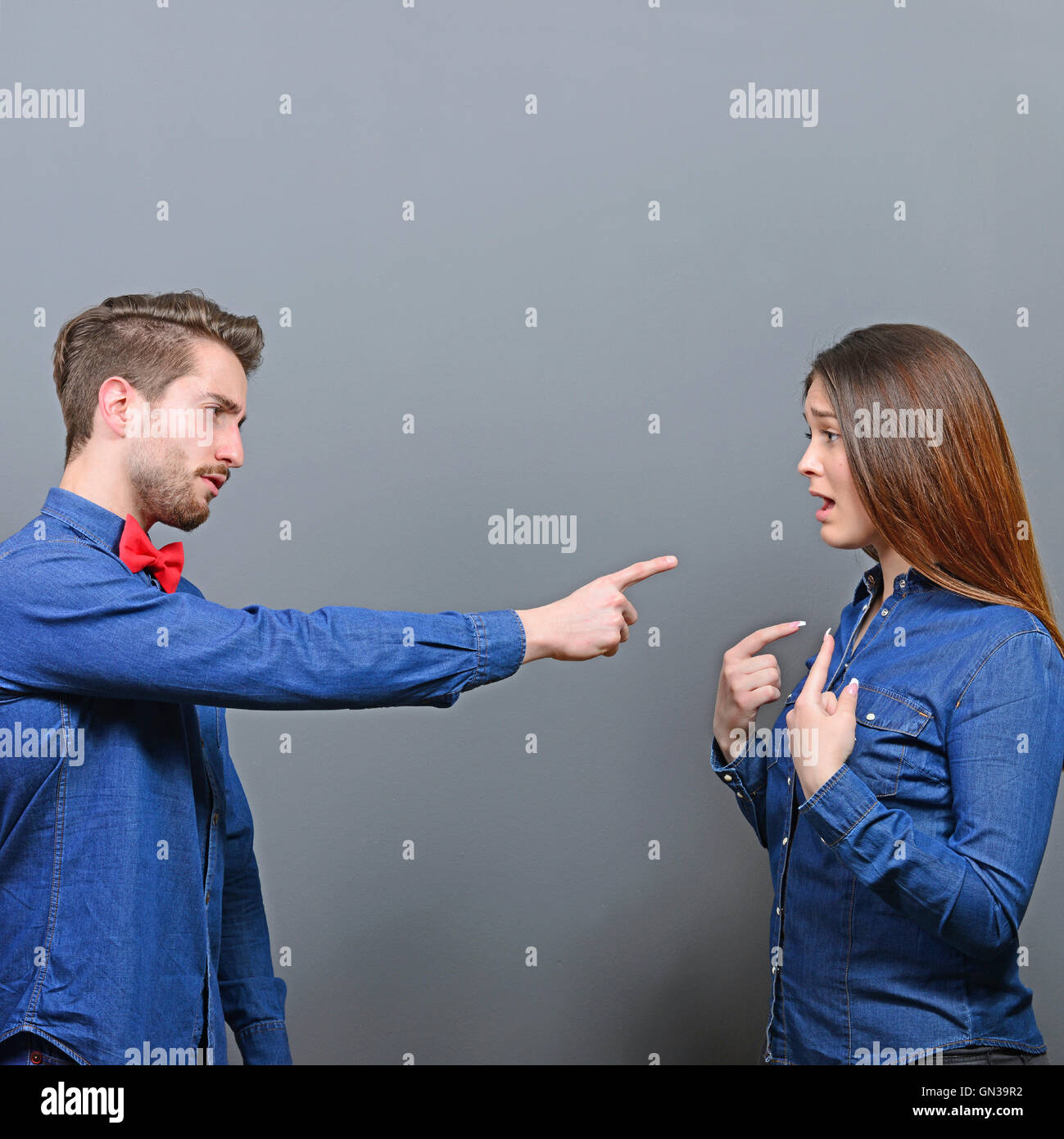 He accusing her - Couple fighting series Stock Photo - Alamy