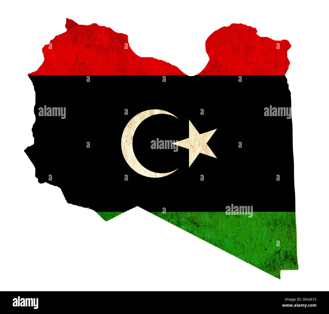 Libya map shape waving flag hi-res stock photography and images - Alamy