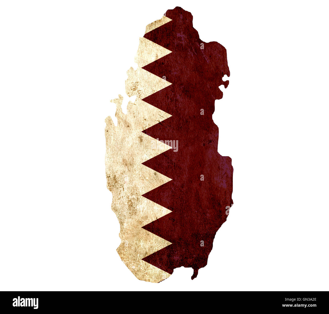 Vintage paper map of Qatar Stock Photo - Alamy