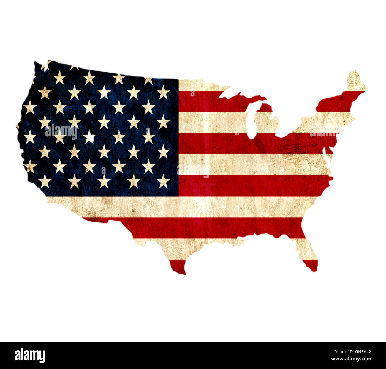 Vintage paper map of United States of America Stock Photo - Alamy