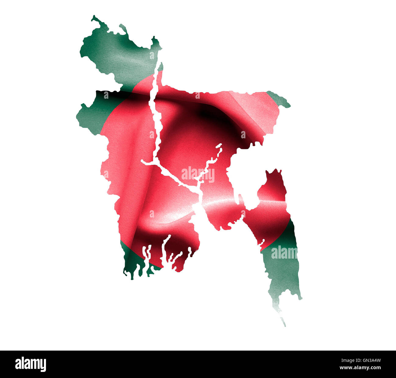 Map of Bangladesh with waving flag isolated on white Stock Photo - Alamy