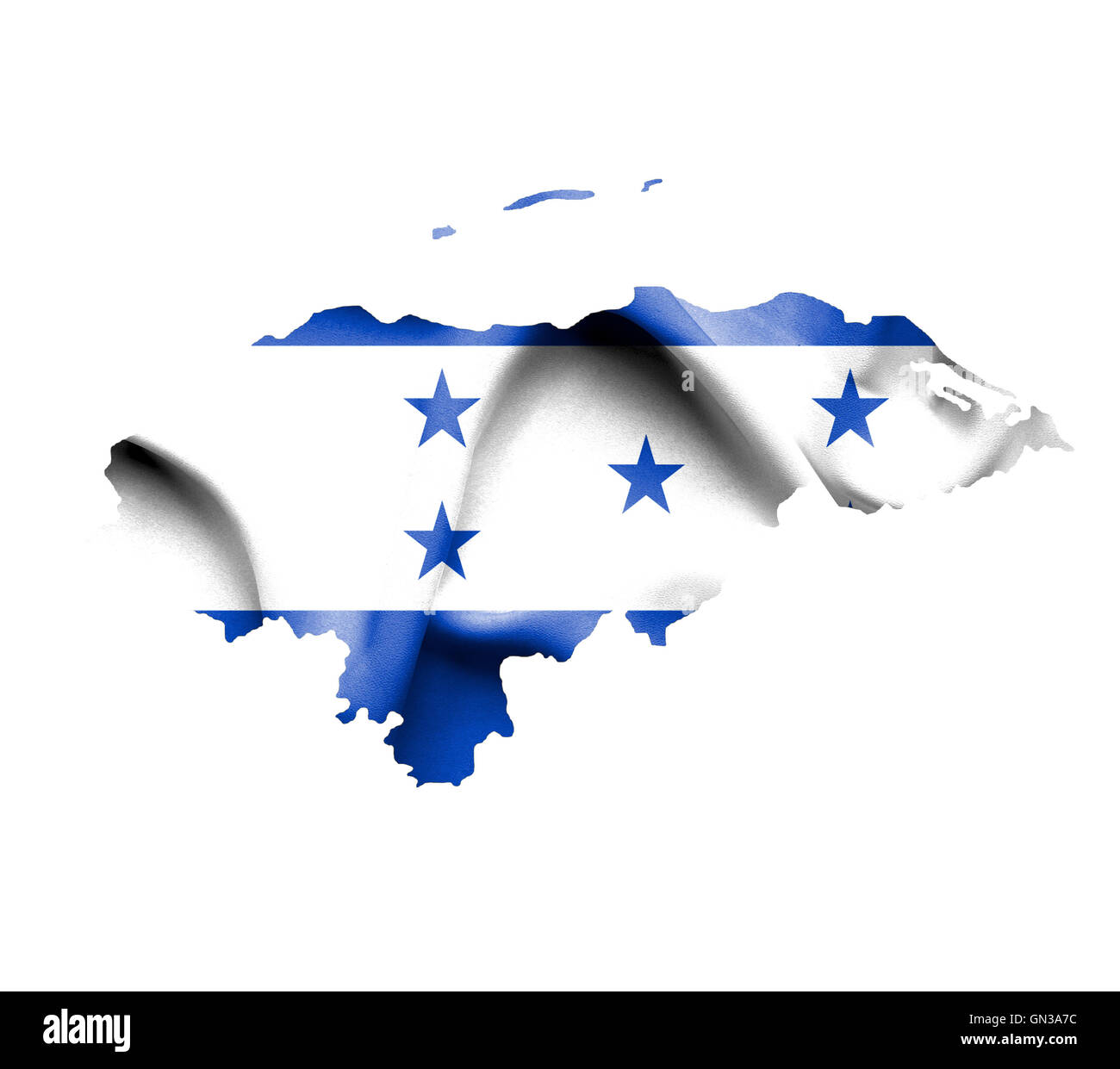 Map of Honduras with waving flag isolated on white Stock Photo - Alamy