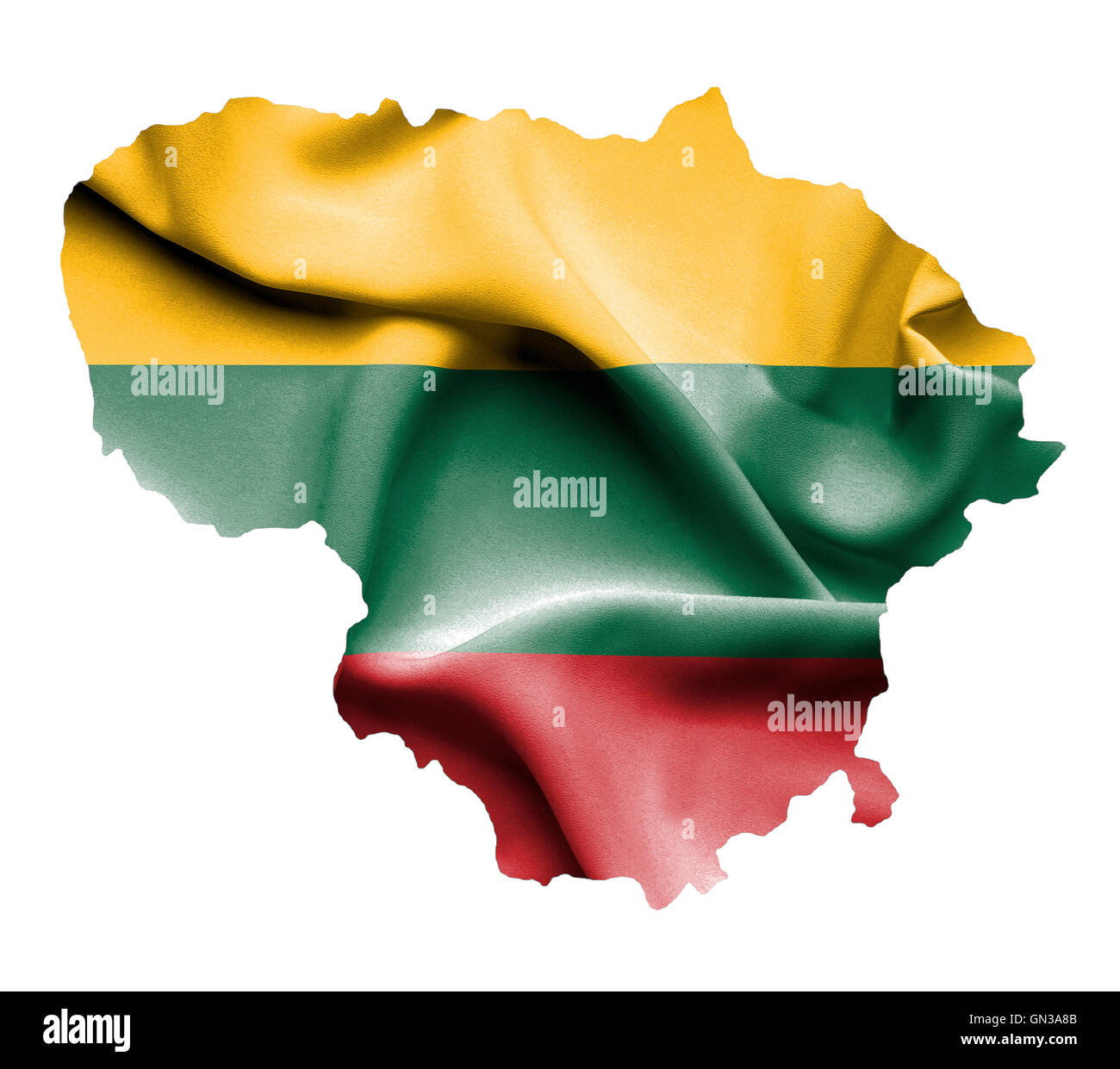 Map of Lithuania with waving flag isolated on white Stock Photo - Alamy