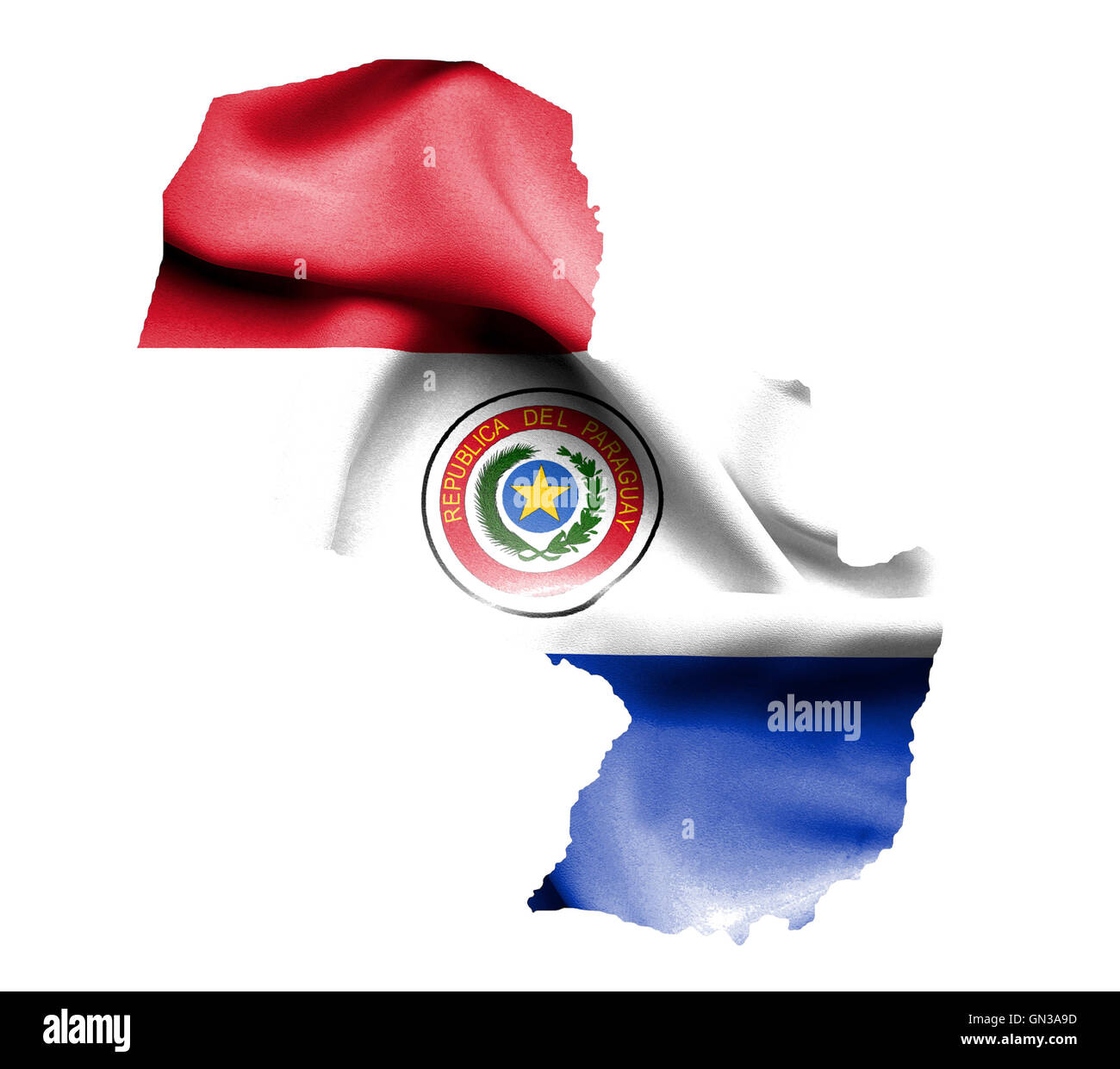 Map of Paraguay with waving flag isolated on white Stock Photo - Alamy