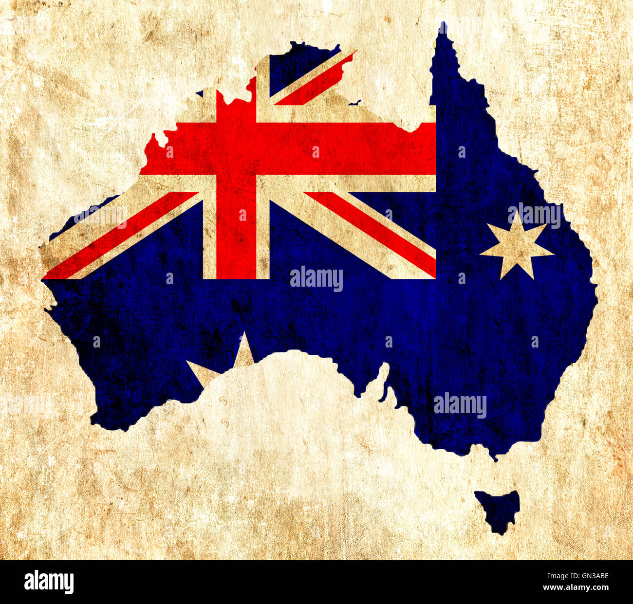 Vintage paper map of Australia Stock Photo - Alamy