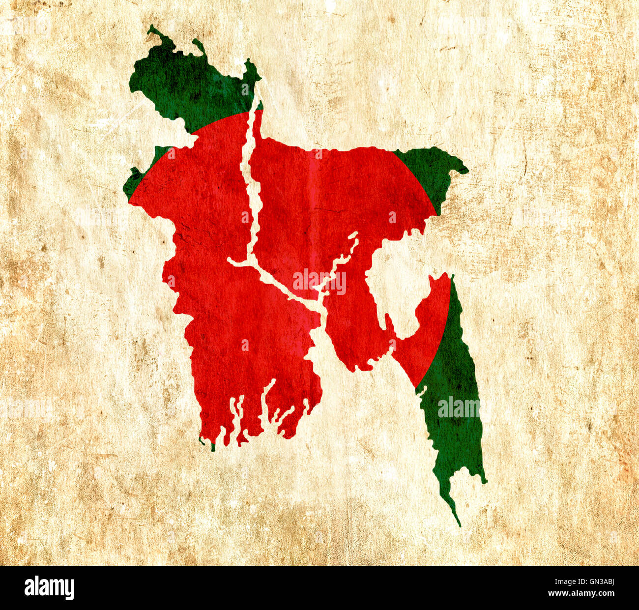 Vintage paper map of Bangladesh Stock Photo - Alamy