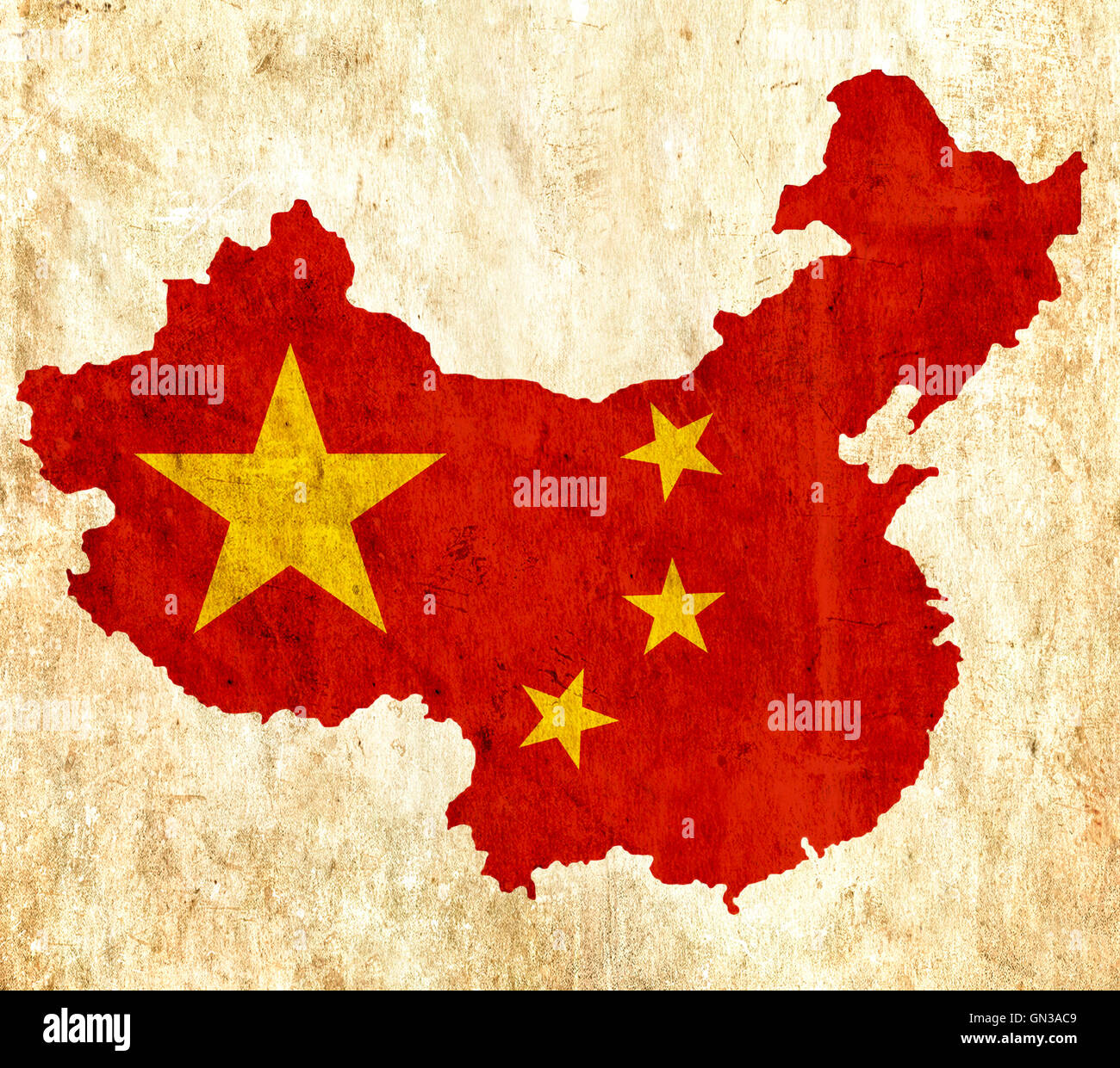 Vintage paper map of China Stock Photo - Alamy