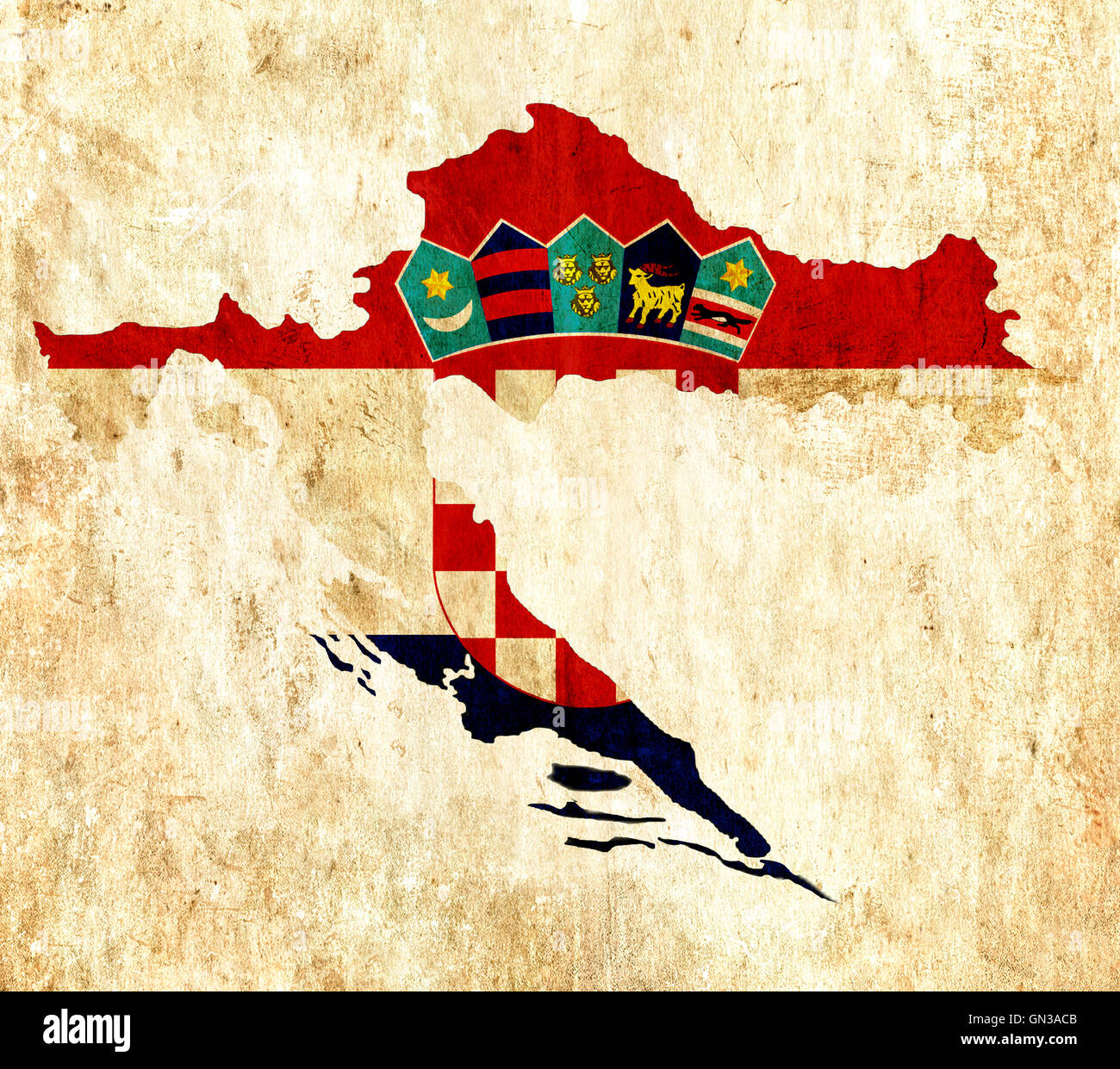 Retro croatia map hi-res stock photography and images - Alamy