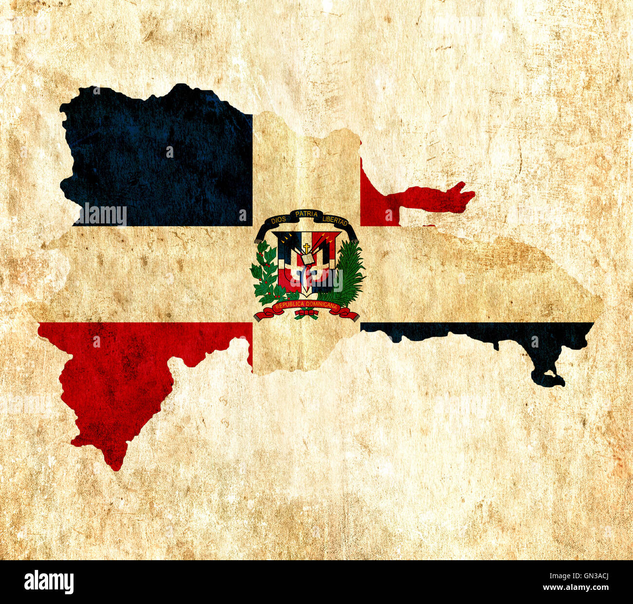 Vintage paper map of Dominican Republic Stock Photo - Alamy