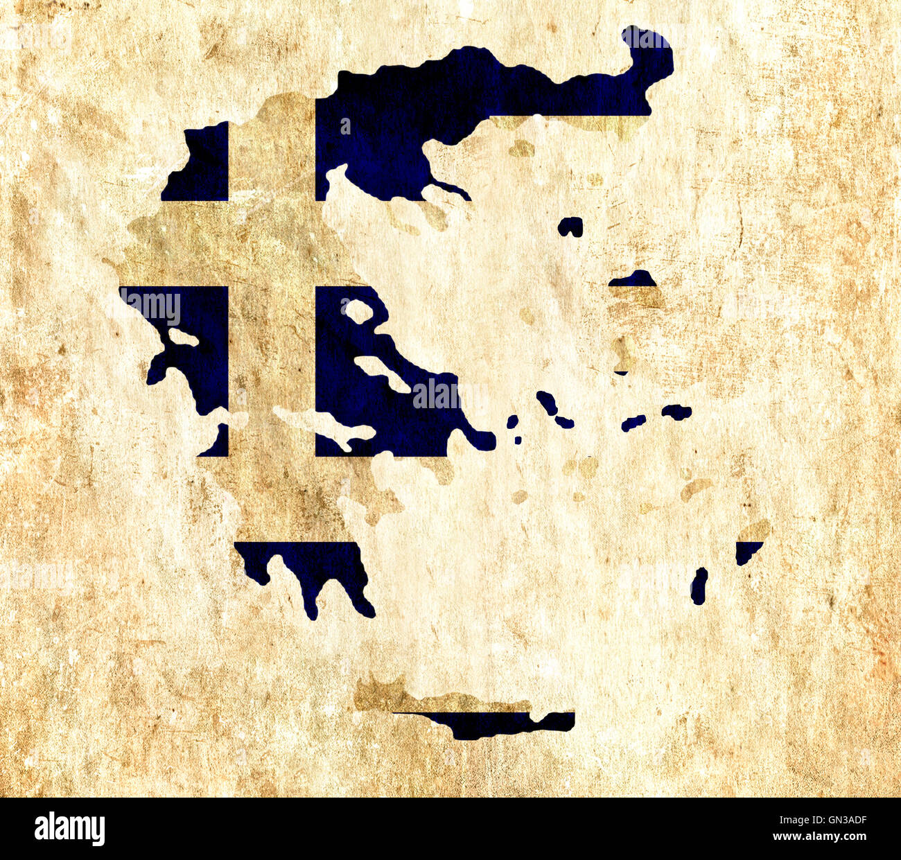 Vintage paper map of Greece Stock Photo - Alamy