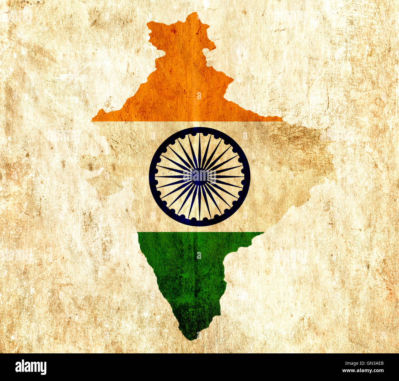 Vintage paper map of India Stock Photo - Alamy