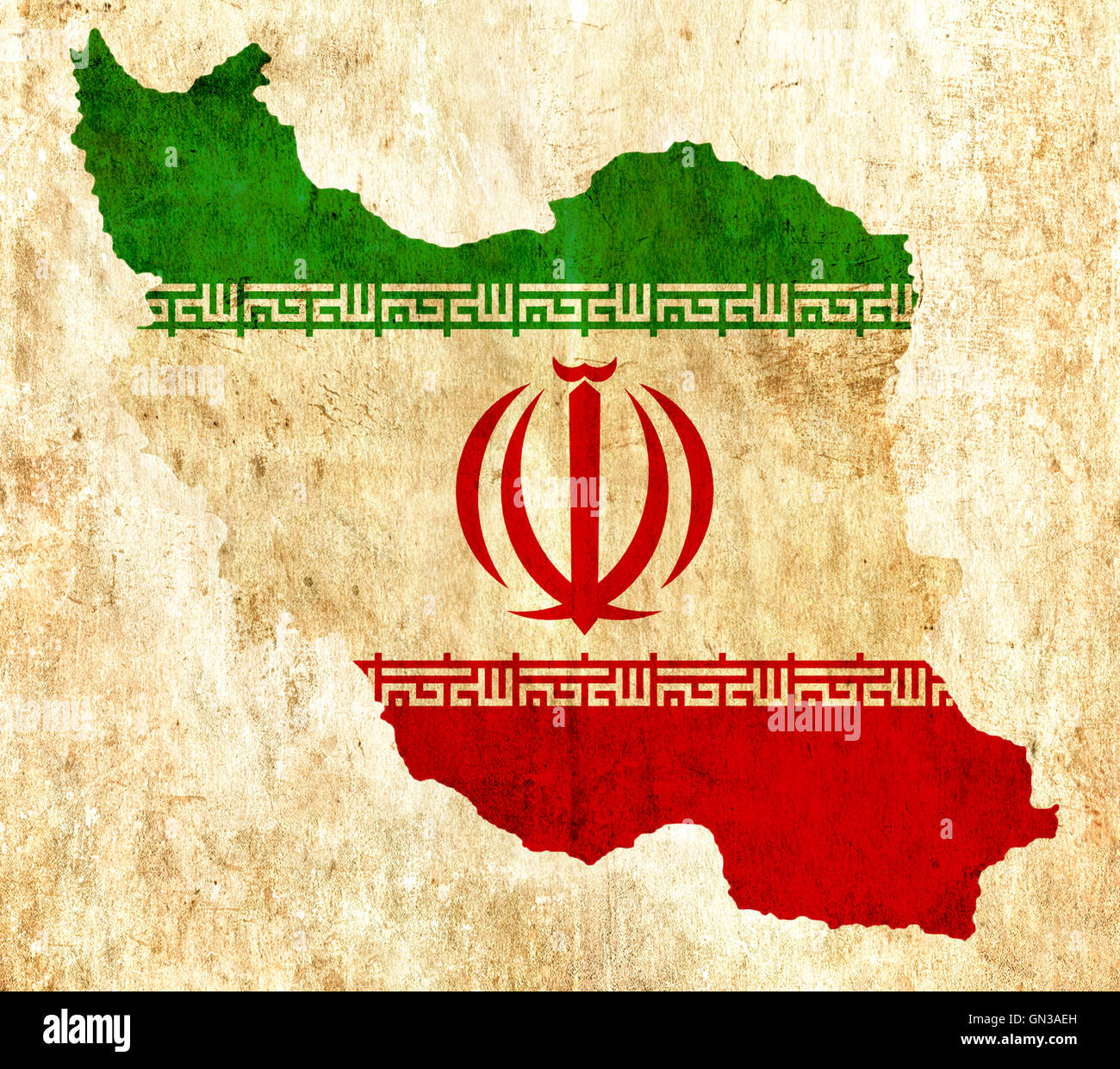 Vintage paper map of Iran Stock Photo - Alamy