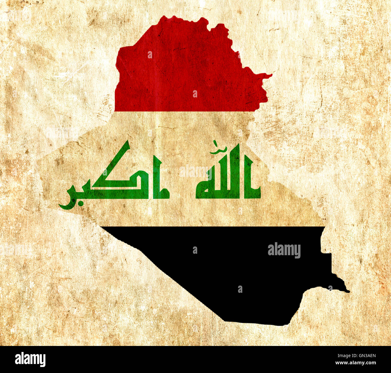 Vintage paper map of Iraq Stock Photo - Alamy