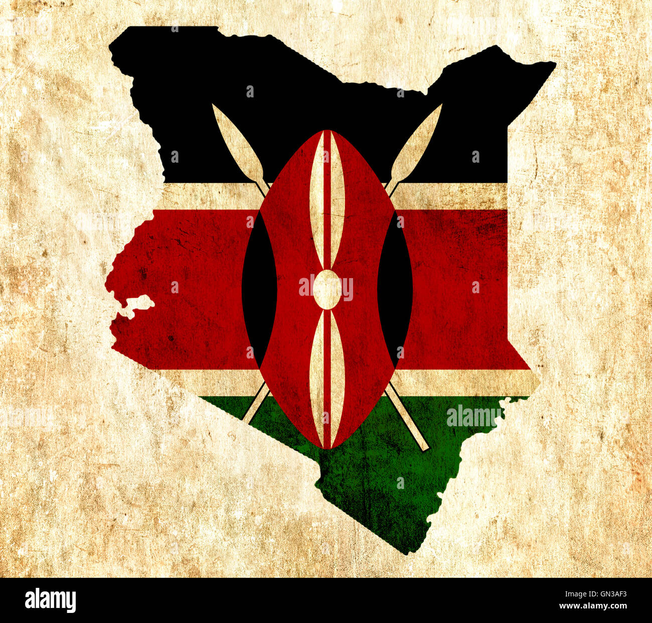 Vintage paper map of Kenya Stock Photo - Alamy