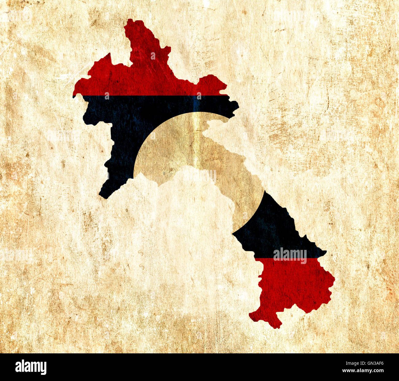 Vintage paper map of Laos Stock Photo - Alamy