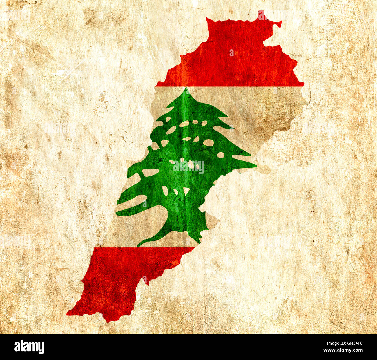 Vintage paper map of Lebanon Stock Photo - Alamy