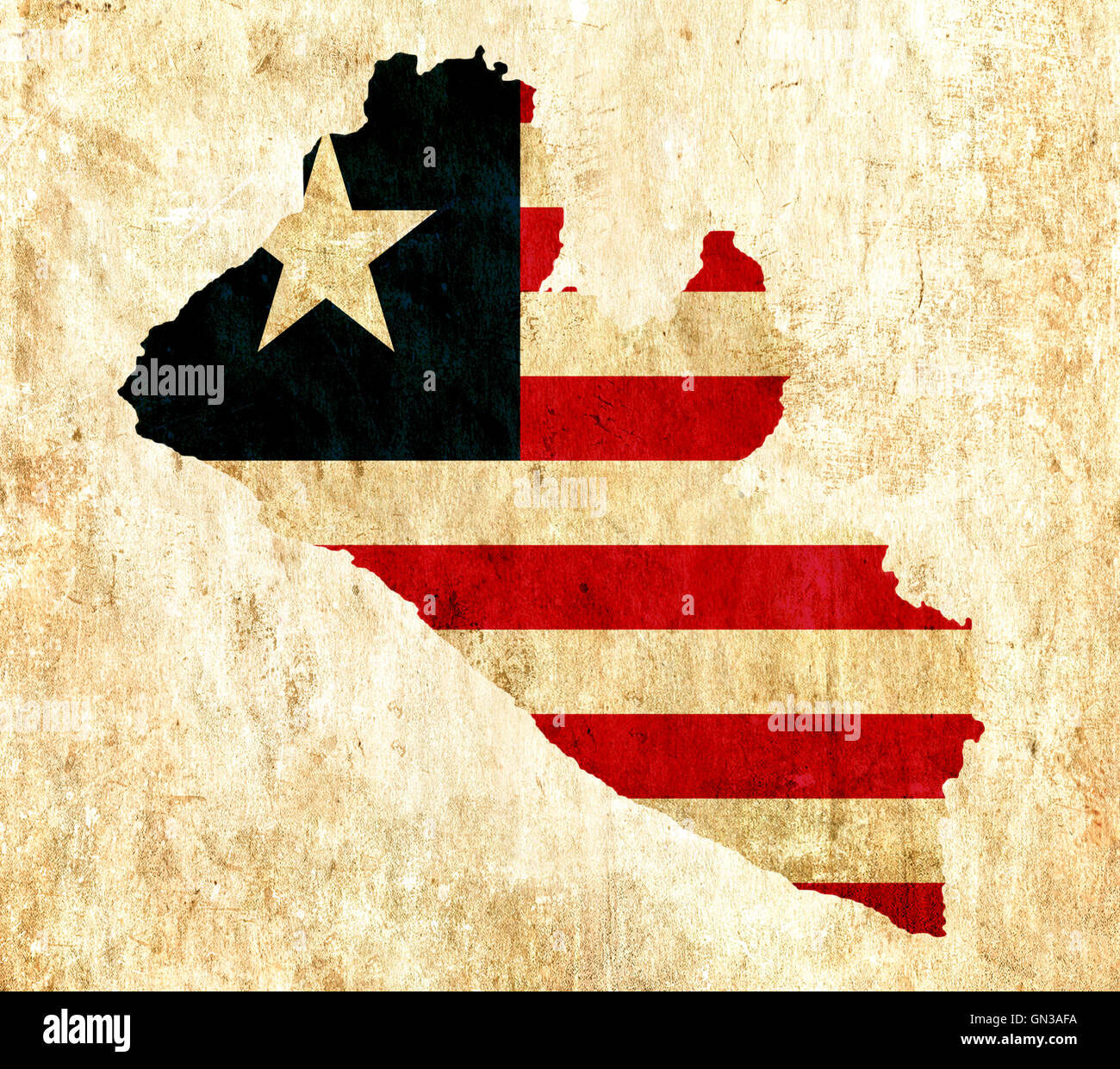 Vintage paper map of Liberia Stock Photo - Alamy