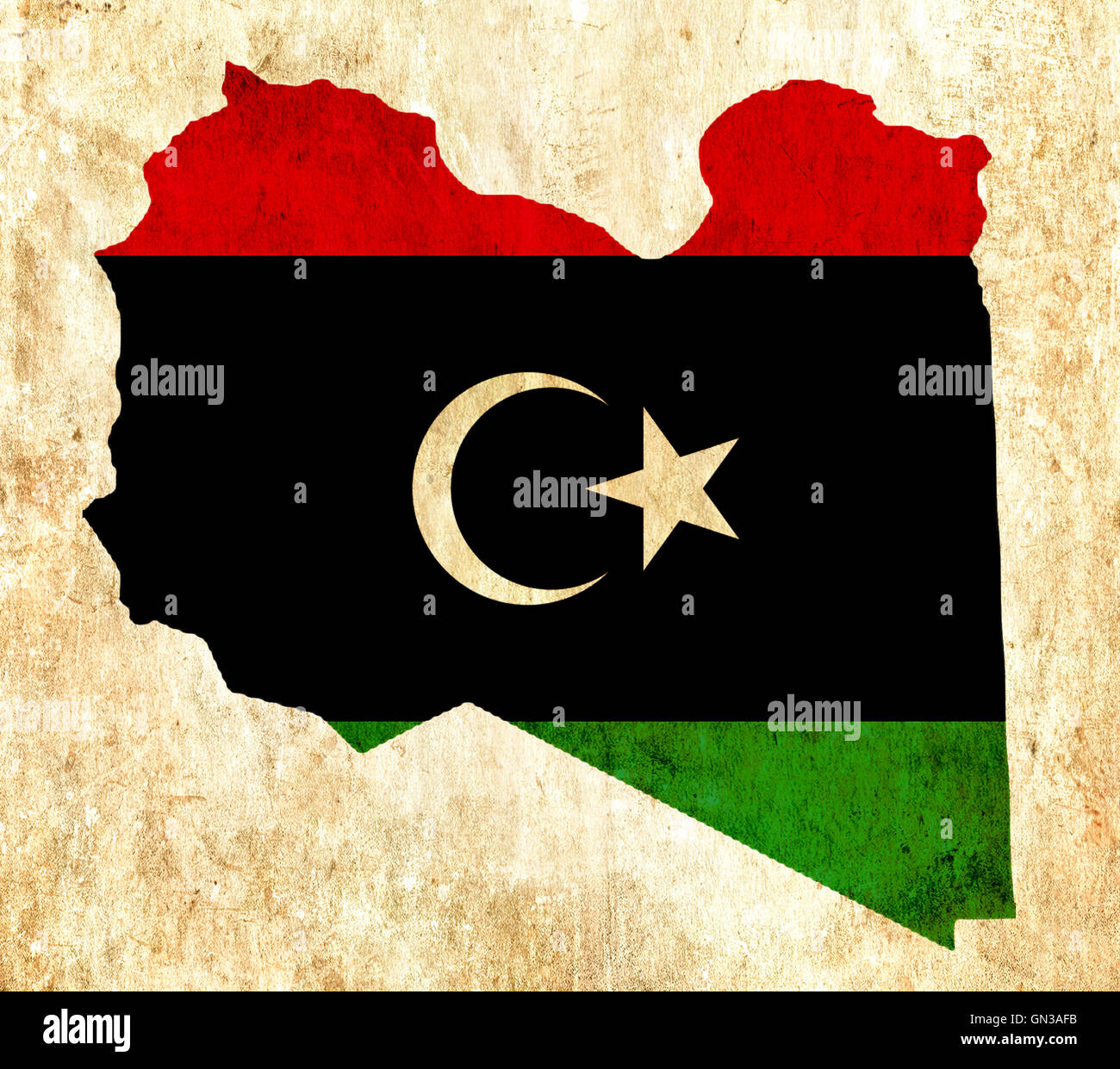 Vintage paper map of Libya Stock Photo - Alamy