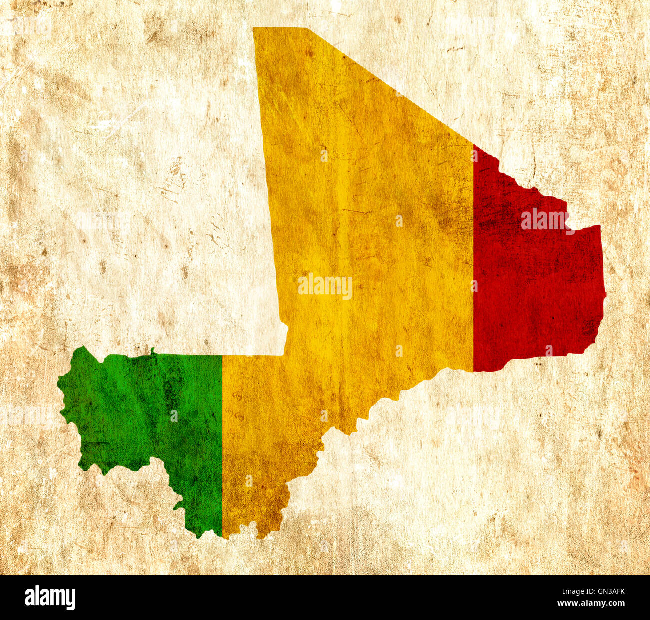 Vintage paper map of Mali Stock Photo - Alamy