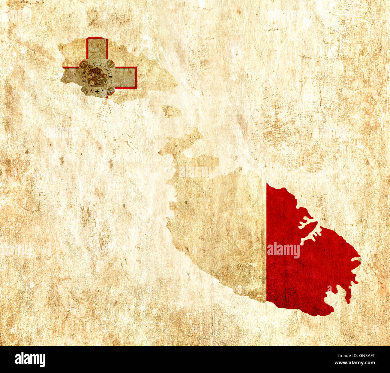 Vintage paper map of Malta Stock Photo - Alamy