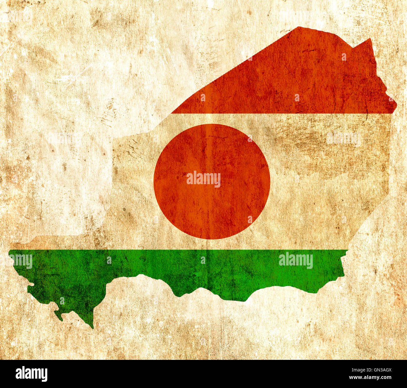 Vintage paper map of Niger Stock Photo - Alamy