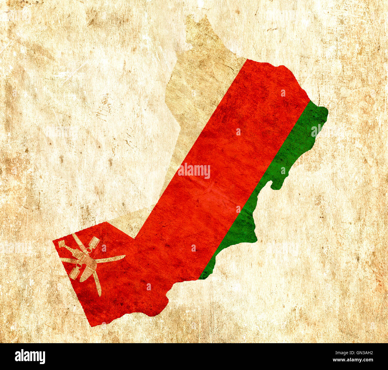 Vintage paper map of Oman Stock Photo - Alamy