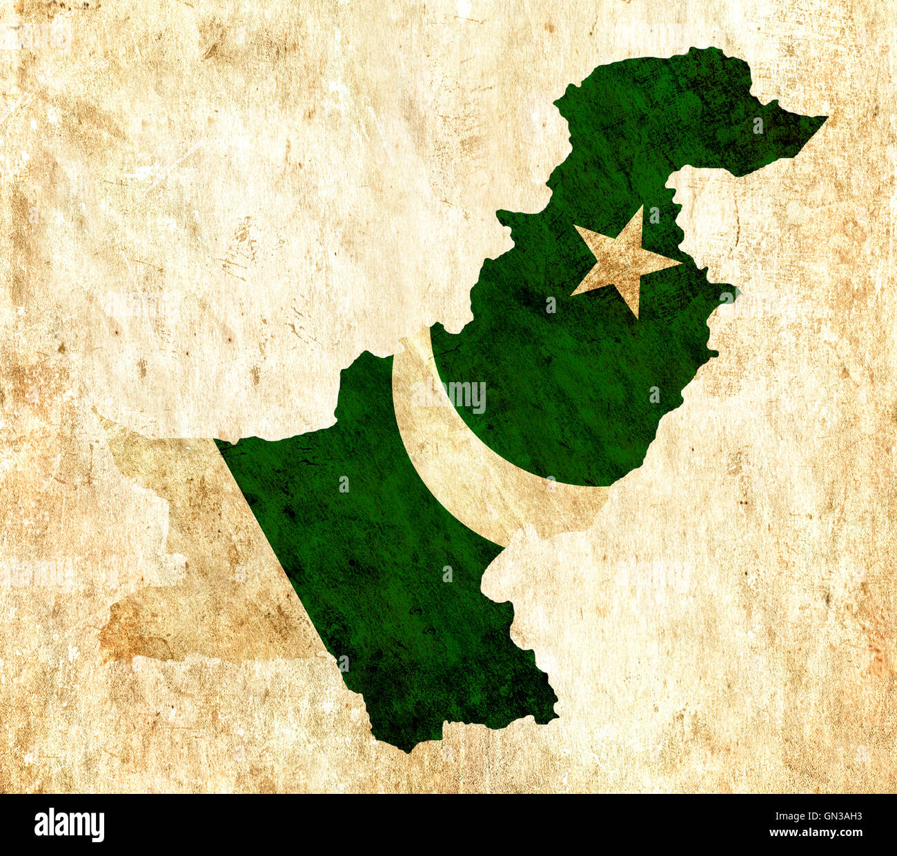 Vintage paper map of Pakistan Stock Photo - Alamy