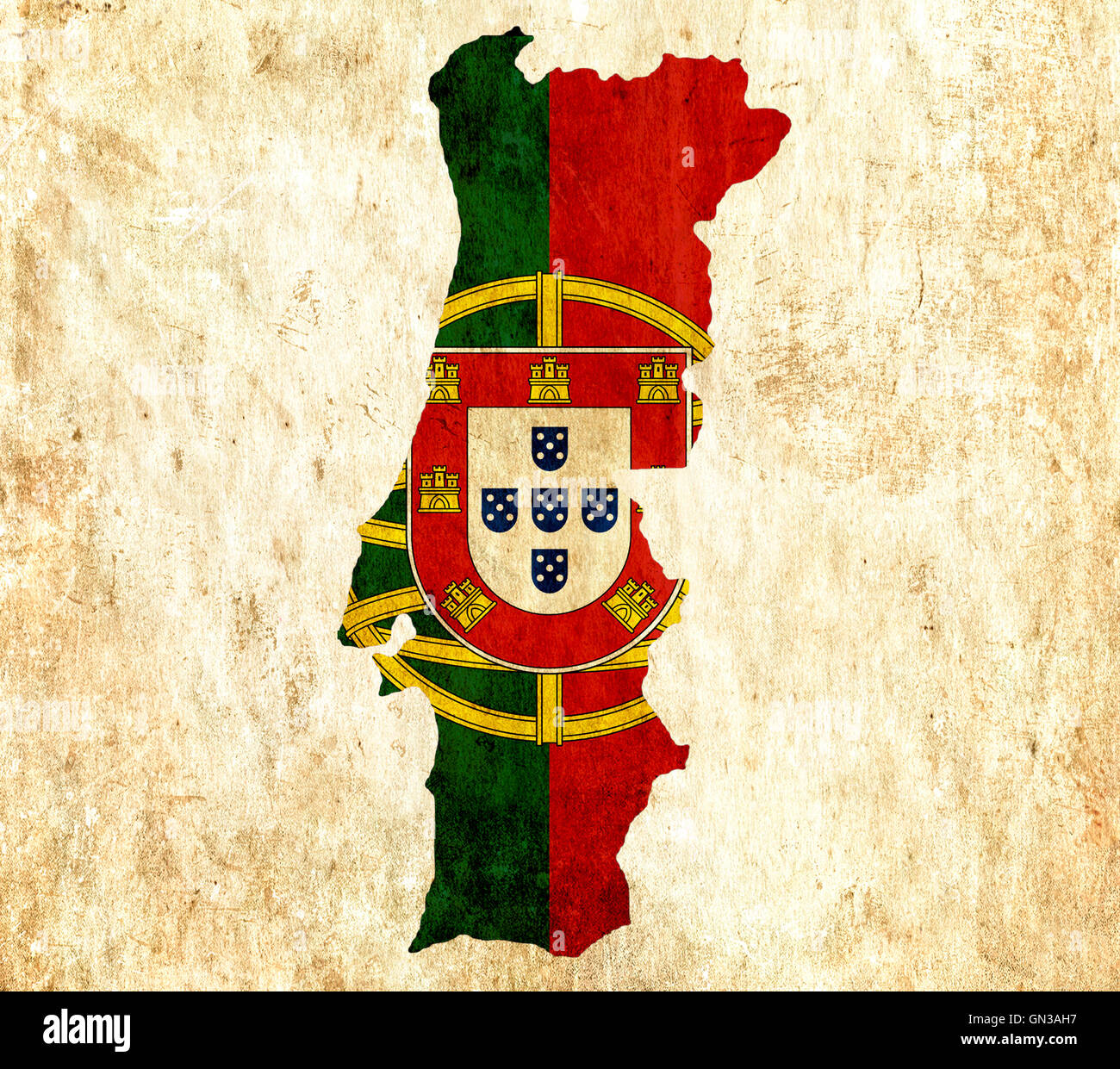 Vintage paper map of Portugal Stock Photo - Alamy