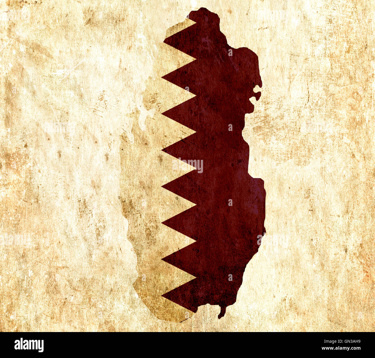 Vintage paper map of Qatar Stock Photo - Alamy