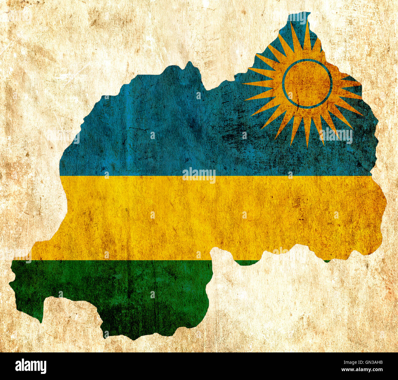 Vintage paper map of Rwanda Stock Photo - Alamy