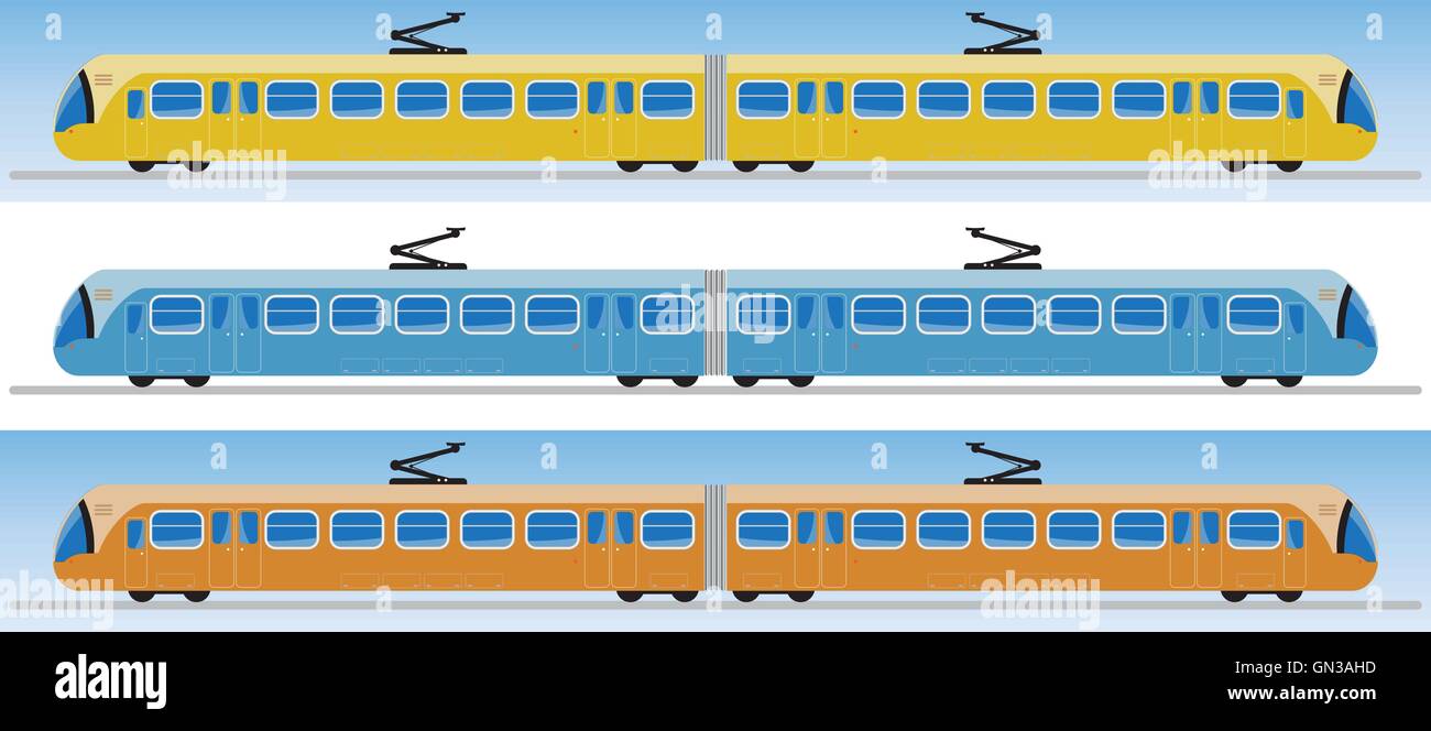 Side view of Tram car or trolley car flat design Vector Illustration ...